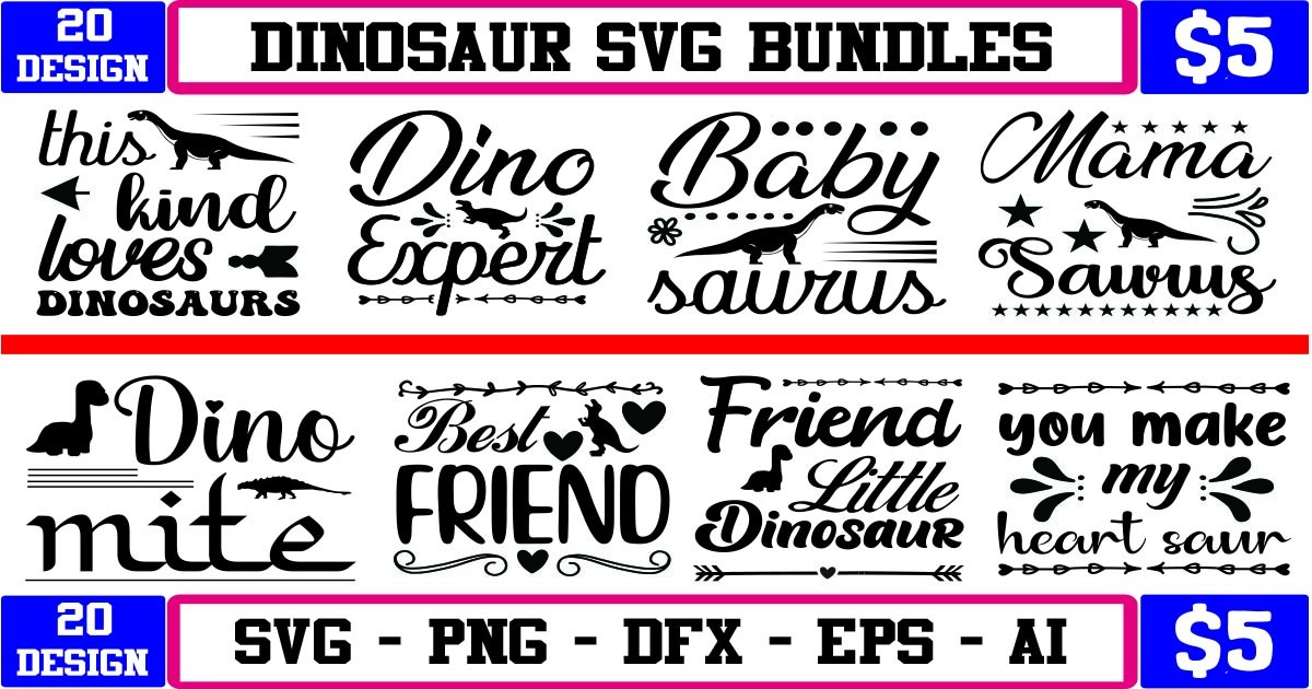 Dinosaur SVG Bundle Vol.2 Bundle · Creative Fabrica