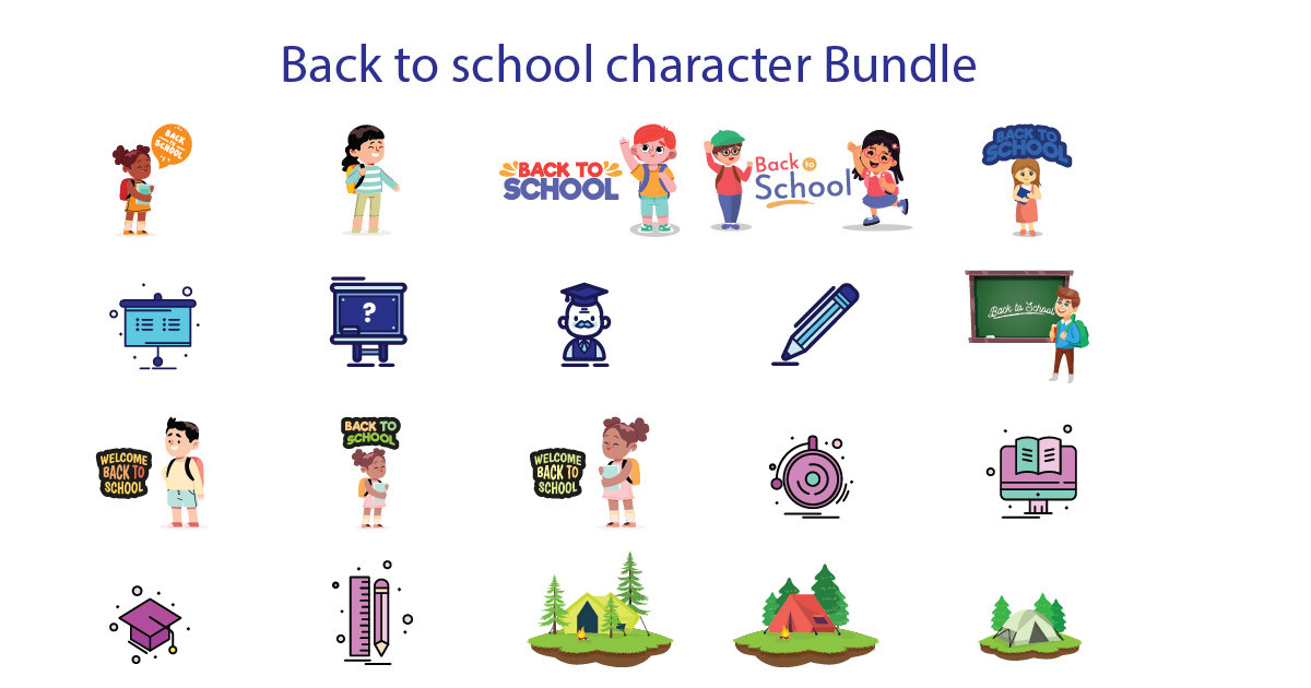 Back to School Character Bundle Bundle · Creative Fabrica