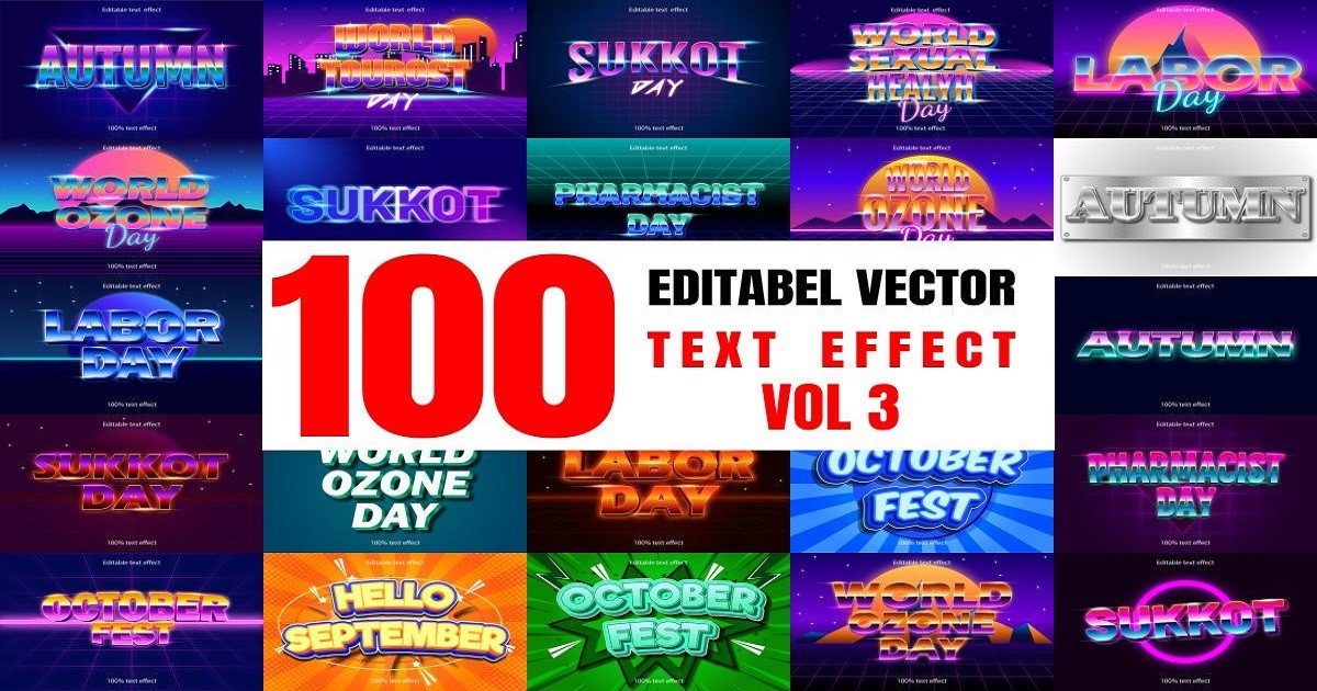 Editable Text Effect Bundle Vol 3 Bundle · Creative Fabrica