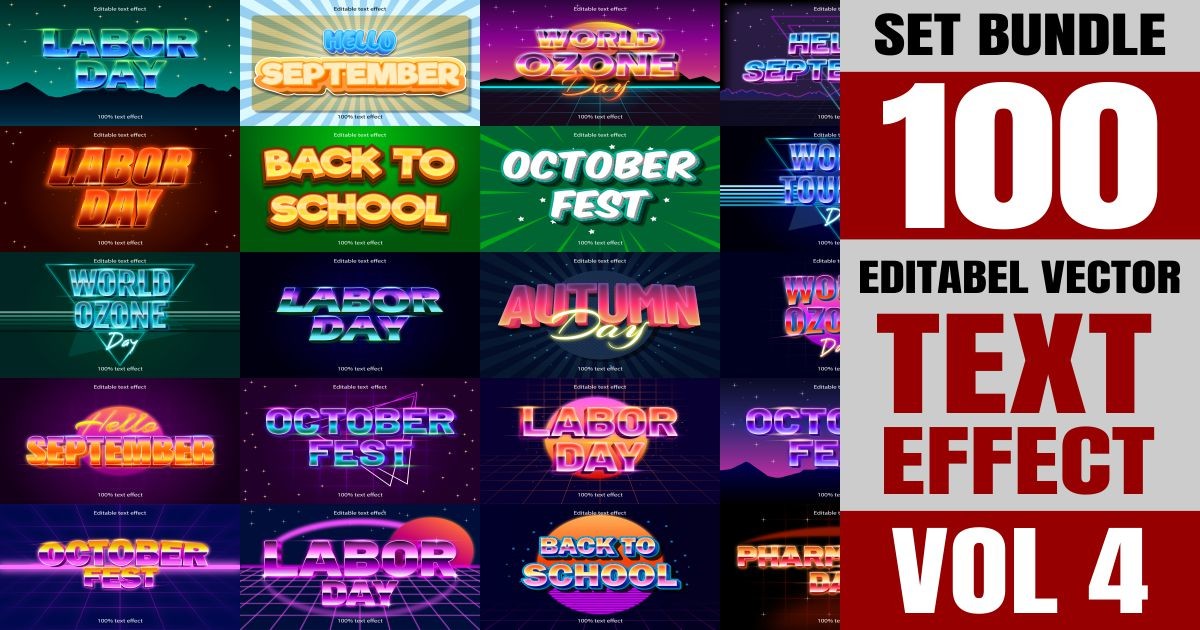 Editable Text Effect Bundle Vol 4 Bundle · Creative Fabrica