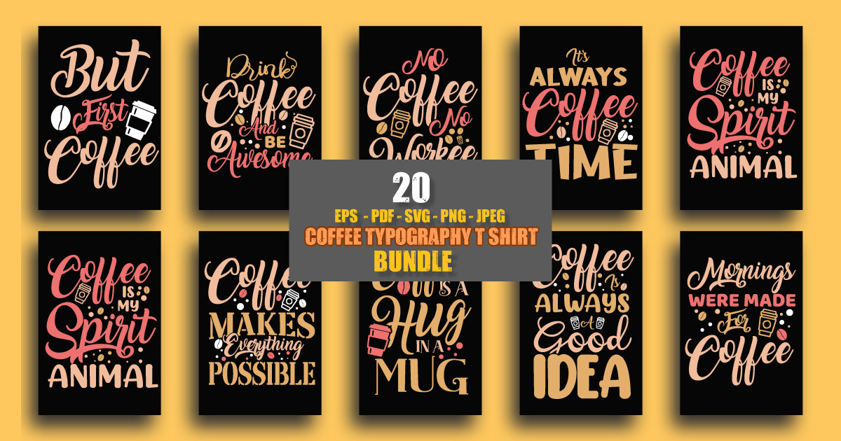 Coffee Typography Bundle Bundle · Creative Fabrica