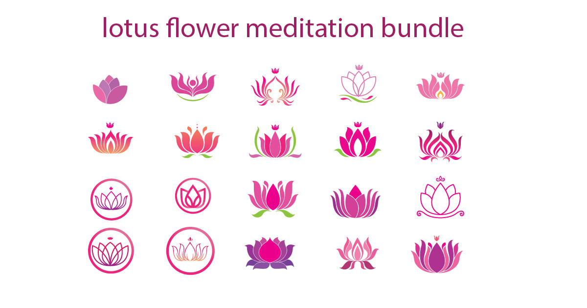 Lotus Flower Meditation Bundle Bundle · Creative Fabrica