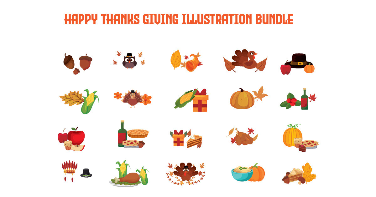 Happy Thanks Giving Day Bundle Bundle · Creative Fabrica