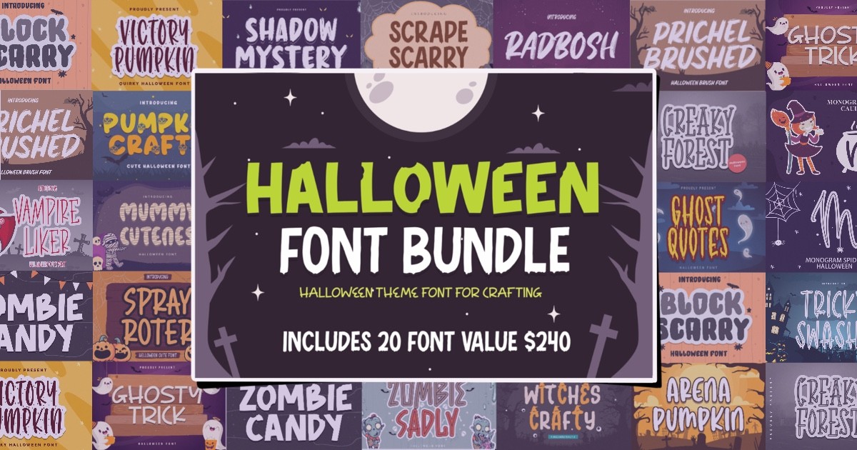 Halloween Font Bundle Bundle · Creative Fabrica