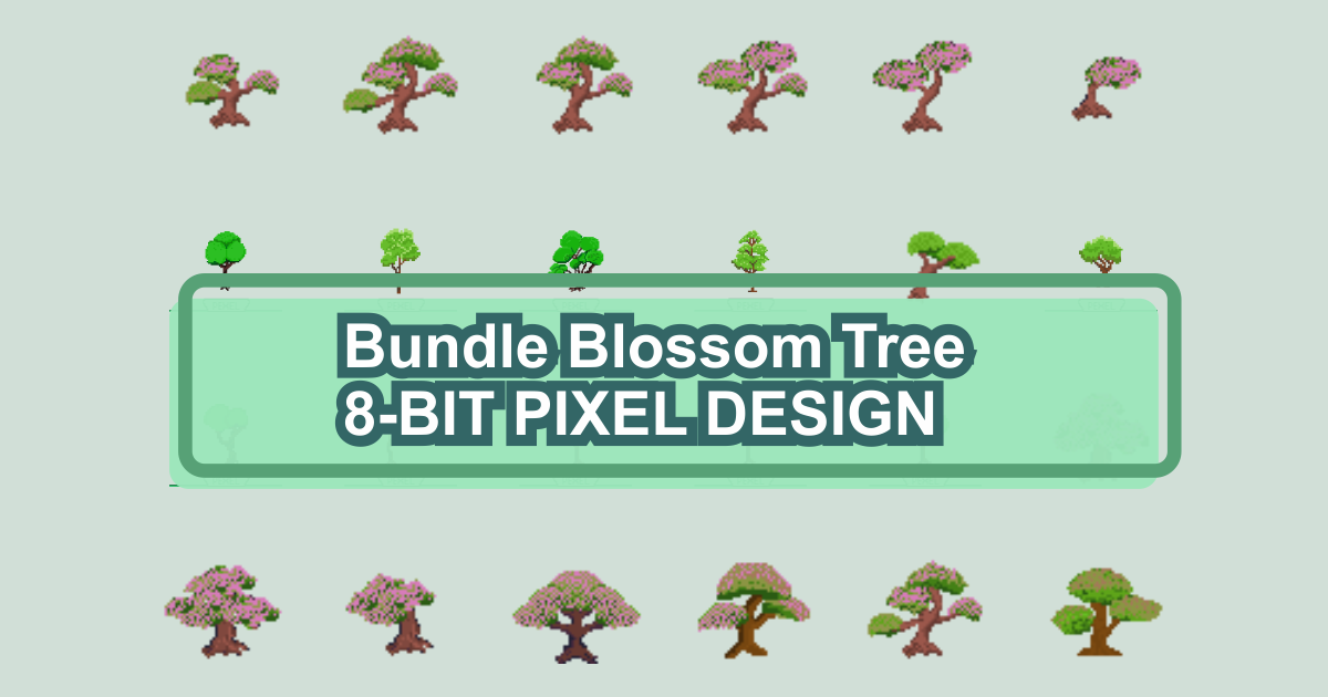 Blossom Tree 8-bit Pixel Design Bundle Bundle · Creative Fabrica