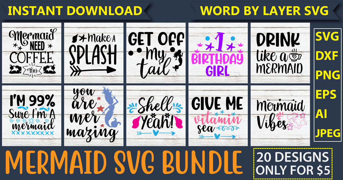 Mermaid SVG Bundle Vol.2 Bundle · Creative Fabrica