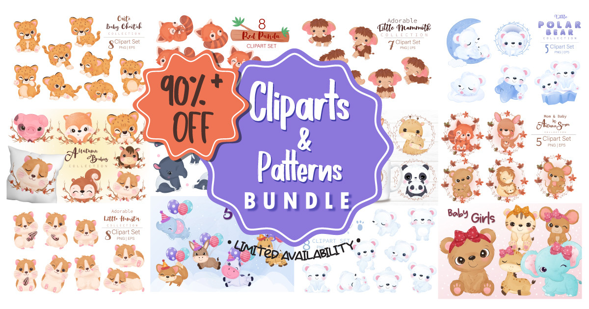 Cute Animals & Patterns Big Bundle Bundle · Creative Fabrica
