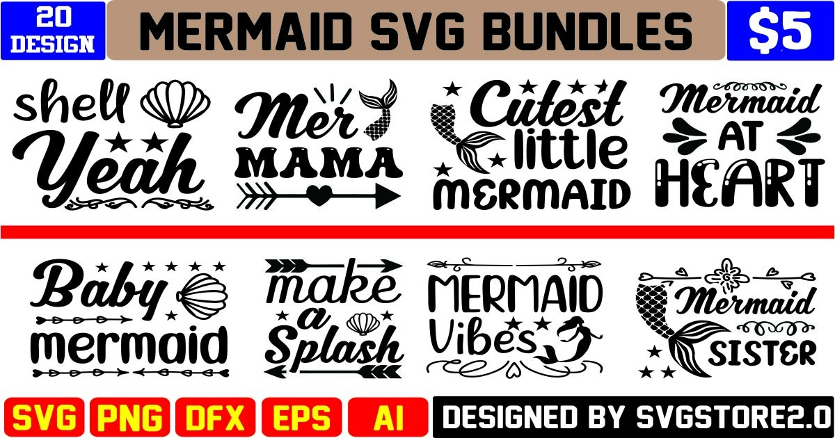 Mermaid SVG Bundle Vol.2 Bundle · Creative Fabrica