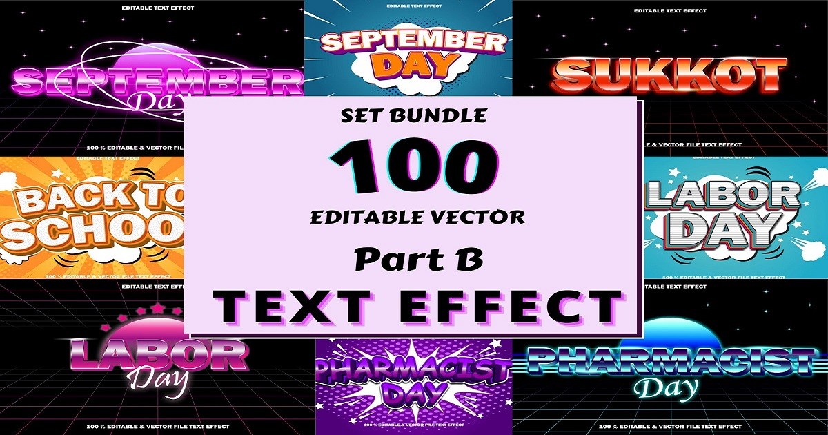 Editable Text Effect Bundle Part B Bundle · Creative Fabrica