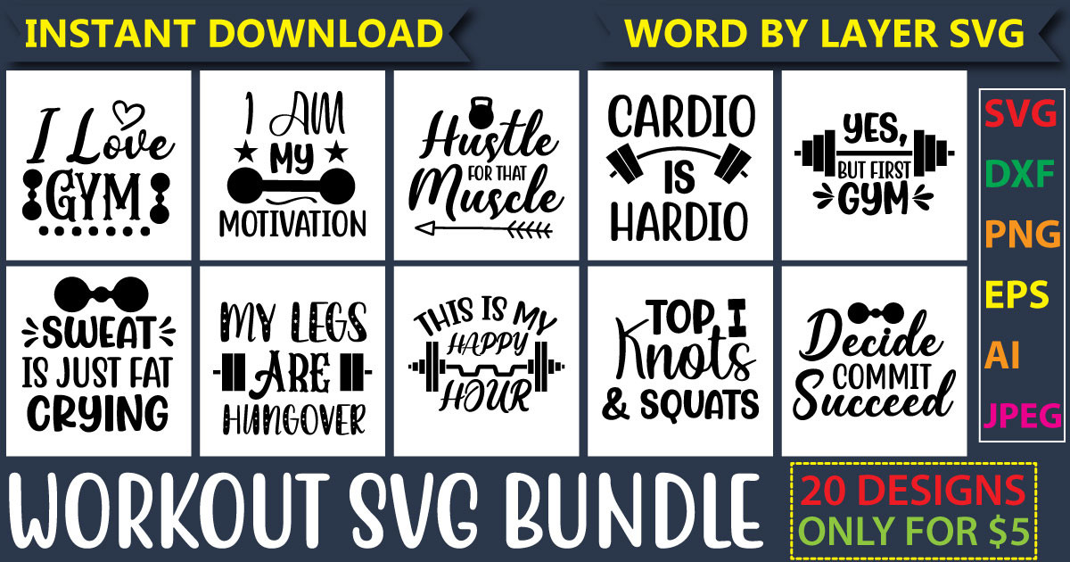 Workout SVG Bundle Bundle · Creative Fabrica