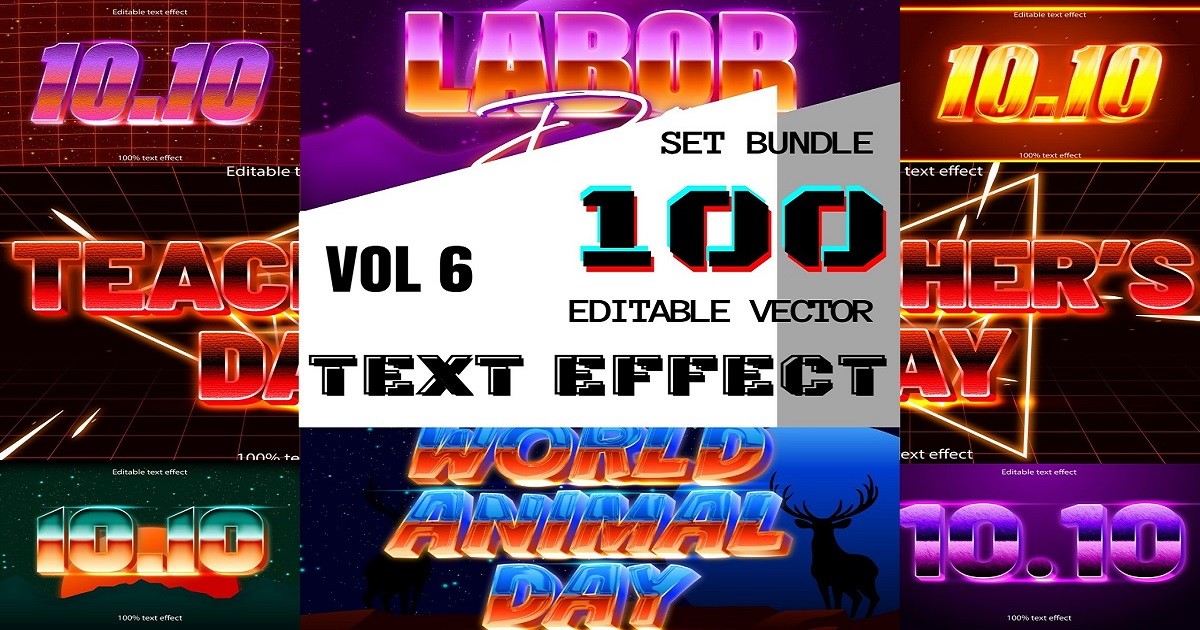 Editable Text Effect Bundle Vol 6 Bundle · Creative Fabrica