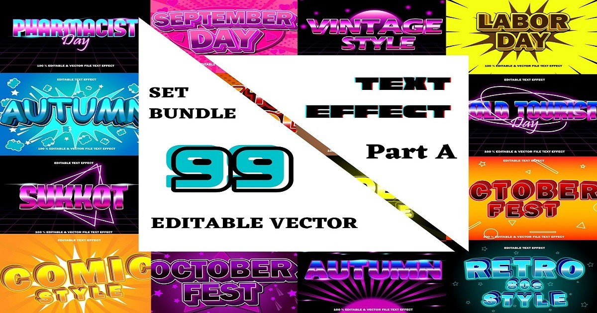 Editable Text Effect Bundle Part a Bundle · Creative Fabrica