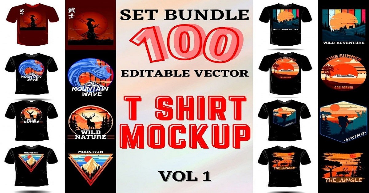 Editable T-Shirt Mockup Bundle Vol 1 Bundle · Creative Fabrica