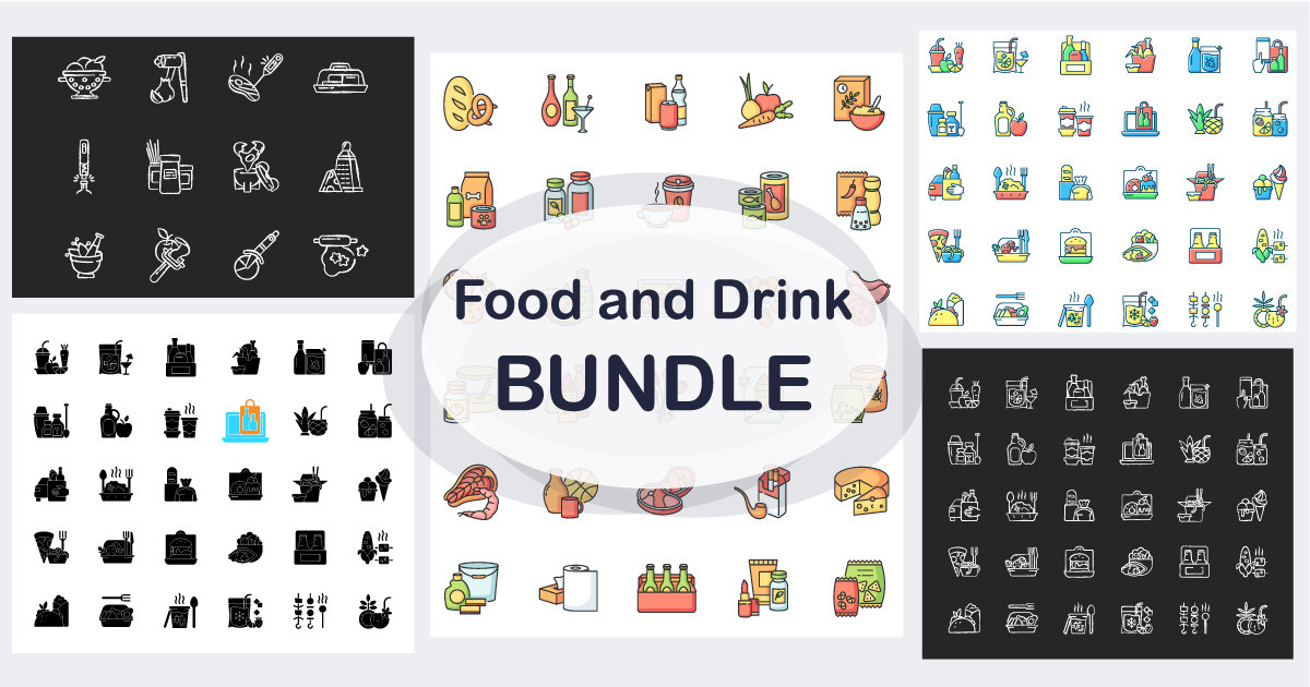 Food and Drink Icon Bundle Bundle · Creative Fabrica