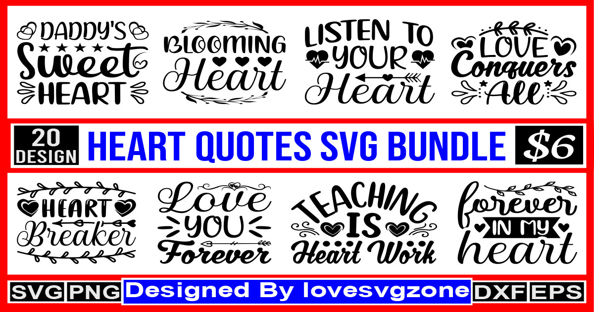 Heart Quotes SVG Bundle Bundle · Creative Fabrica
