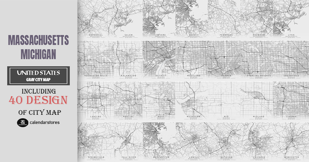 Massachusetts, Michigan US Map Bundle Bundle · Creative Fabrica