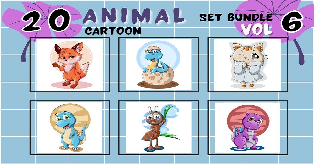 Animal Cartoon Illustration Bundle Vol 6 Bundle · Creative Fabrica