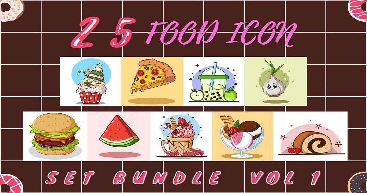 Food Icon Illustration Bundle Vol 1 Bundle · Creative Fabrica