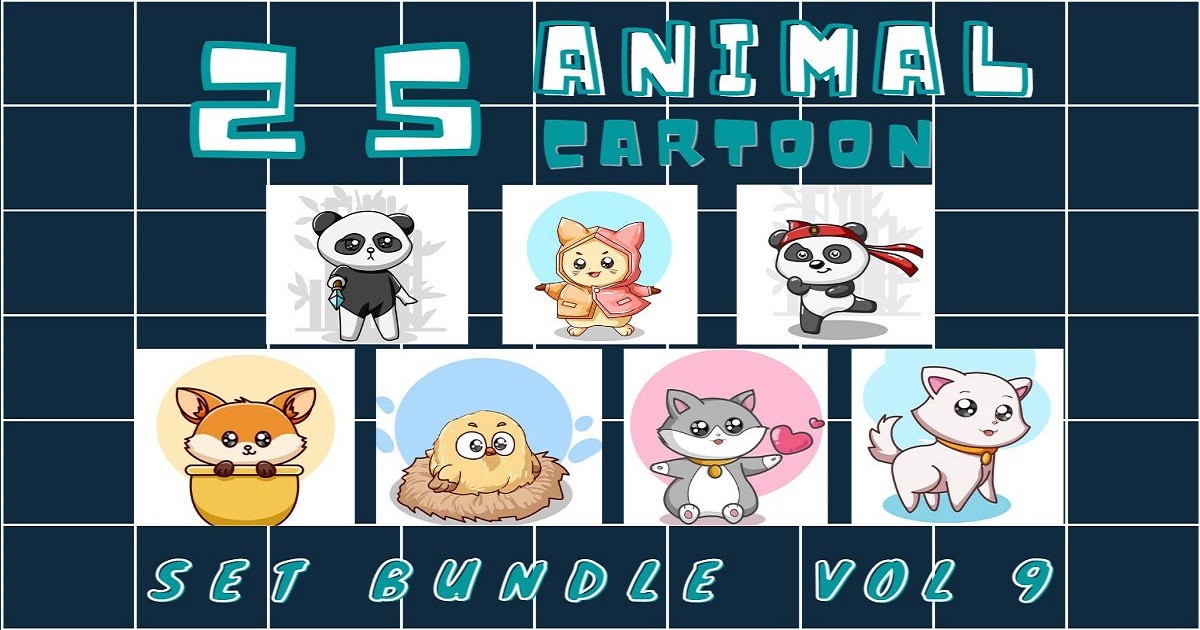 Animal Cartoon Illustration Bundle Vol 9 Bundle · Creative Fabrica