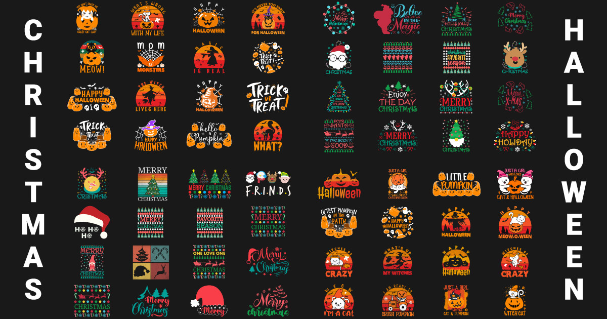 Mega Christmas & Halloween Shirt Bundle Bundle · Creative Fabrica