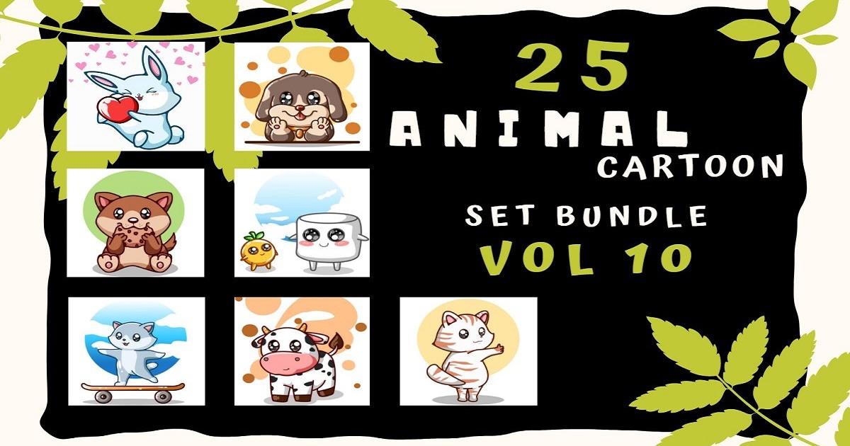 Animal Cartoon Set Bundle Vol 10 Bundle · Creative Fabrica