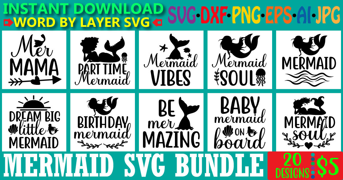 Mermaid SVG Bundle Vol-2 Bundle · Creative Fabrica