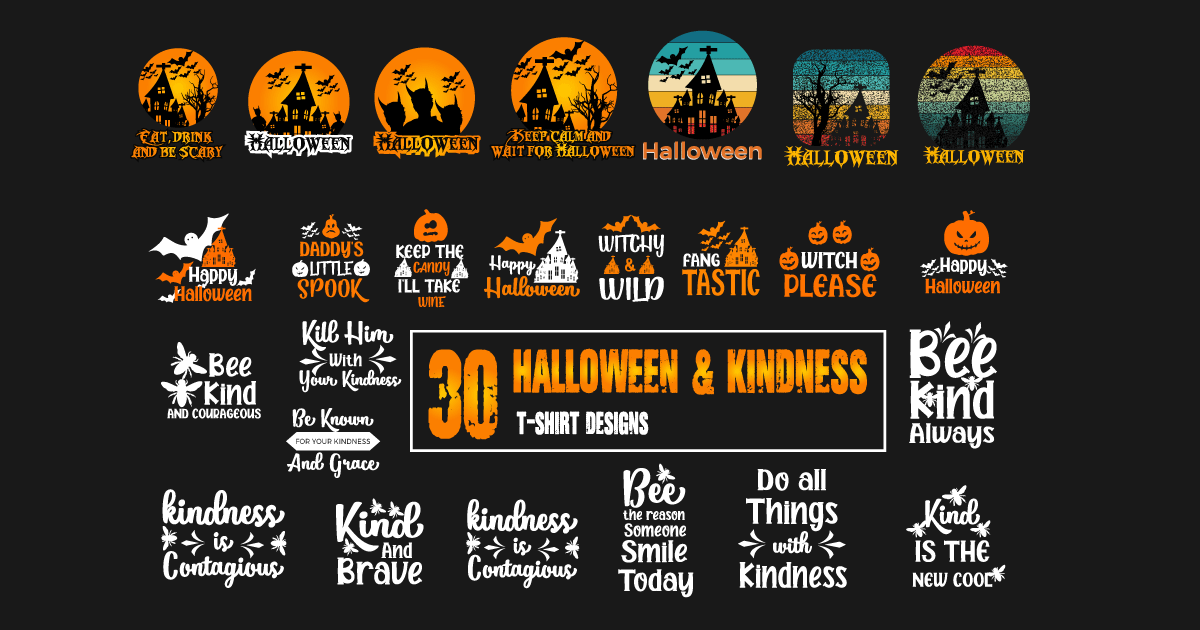 Halloween & Kindness Quote Bundle Bundle · Creative Fabrica