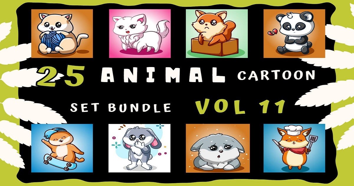 Animal Cartoon Set Bundle Vol 11 Bundle · Creative Fabrica