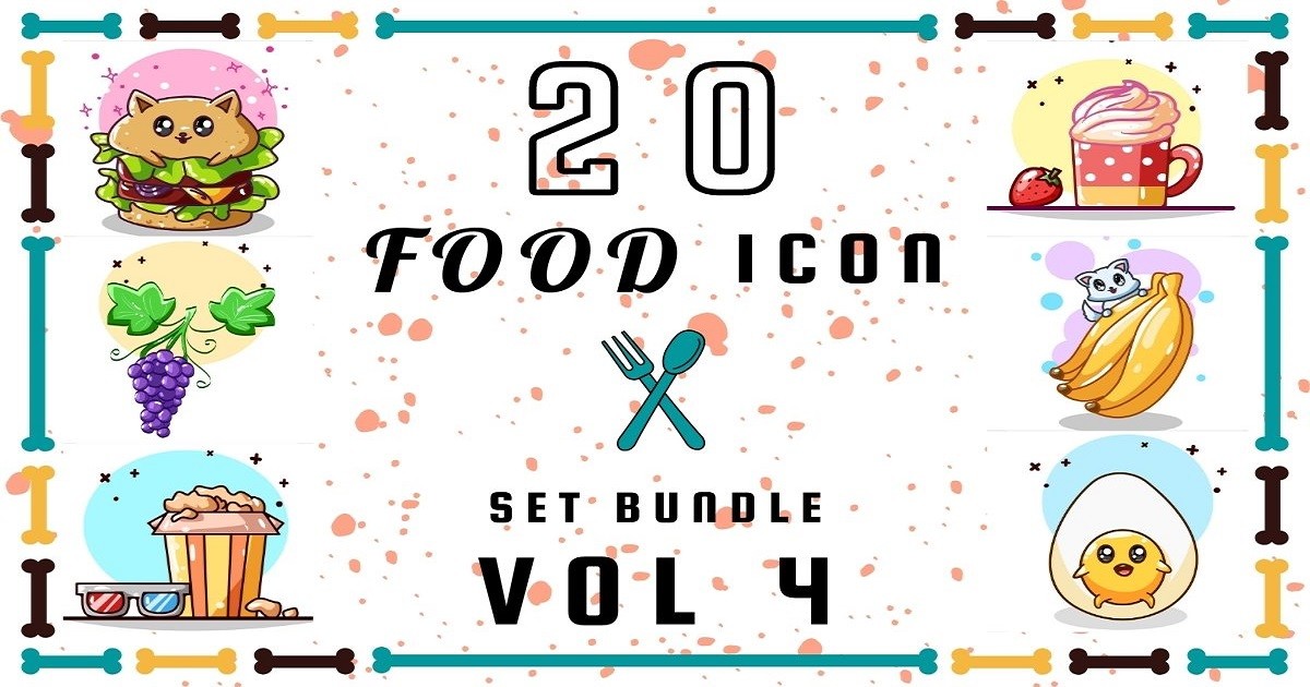 Food Icon Illustration Set Bundle Vol 4 Bundle · Creative Fabrica