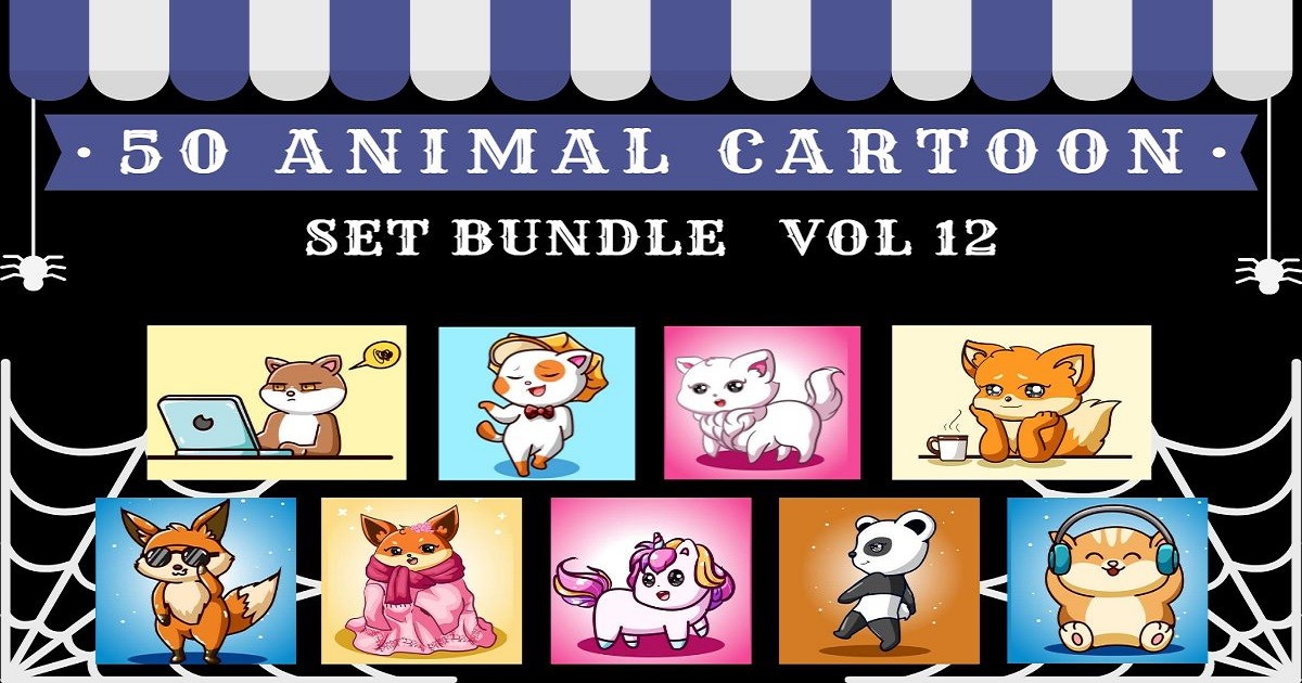 Animal Cartoon Bundle Vol 12 Bundle · Creative Fabrica