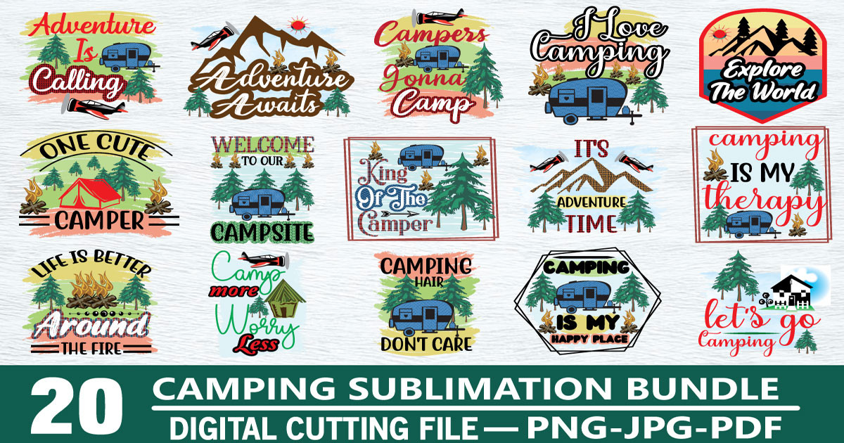 Camping Sublimation Bundle Bundle · Creative Fabrica