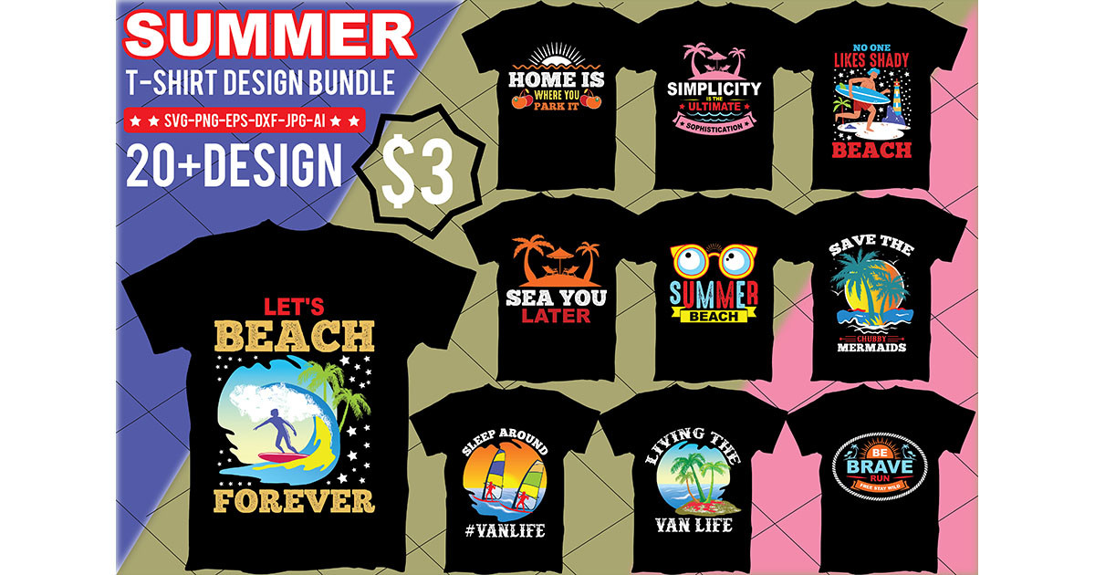 Summer T-Shirt Design Bundle Bundle · Creative Fabrica