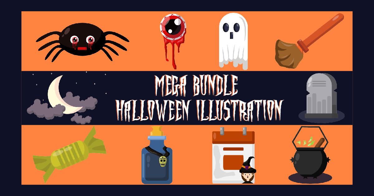 Halloween Illustration Mega Bundle Bundle · Creative Fabrica