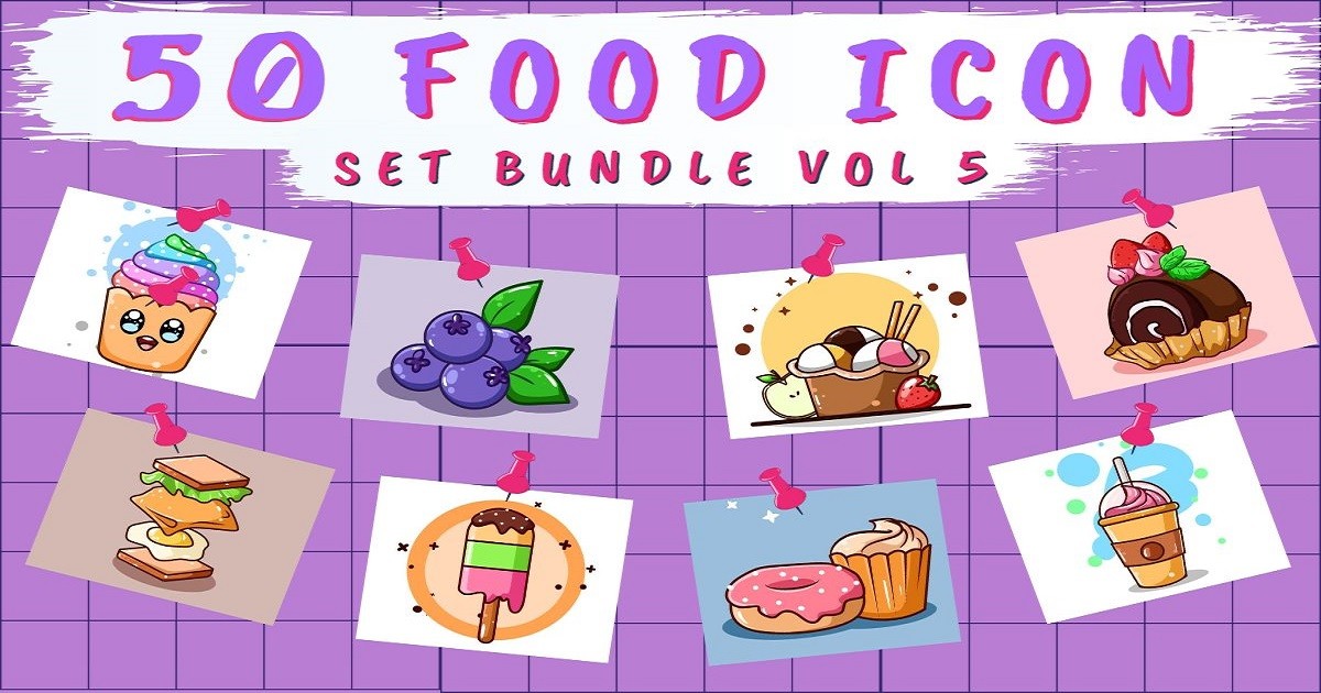 Food Icon Illustration Bundle Vol 5 Bundle · Creative Fabrica