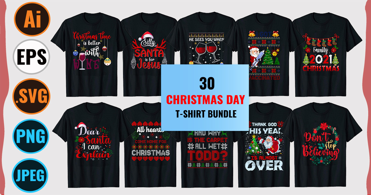Christmas Day Design T-Shirt Bundle Bundle · Creative Fabrica