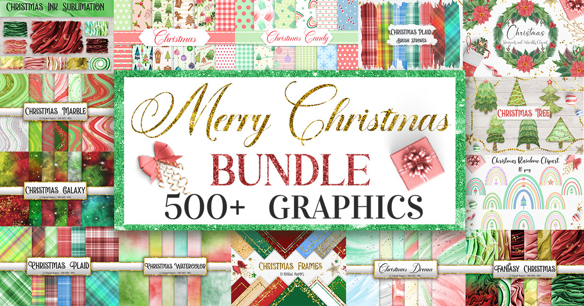 Merry Christmas Graphics Bundle Bundle · Creative Fabrica