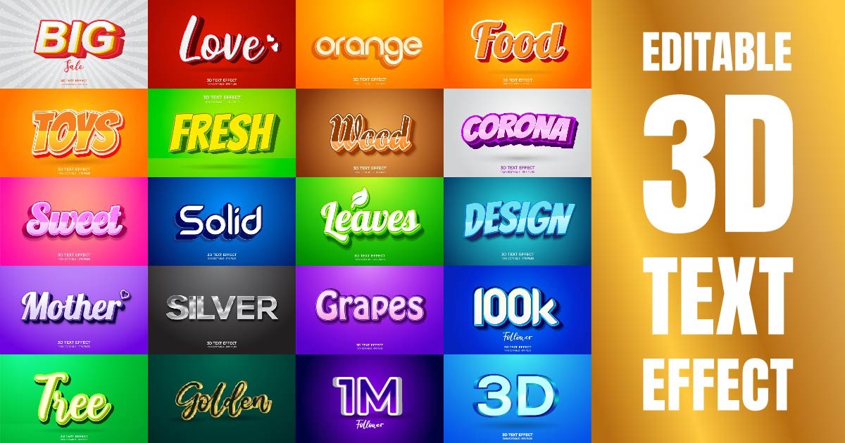 Super Special Editable 3D Text Bundle Bundle · Creative Fabrica