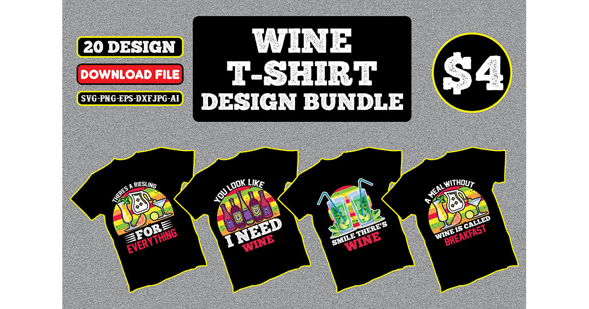 Wine T-Shirt Design Bundle Bundle · Creative Fabrica