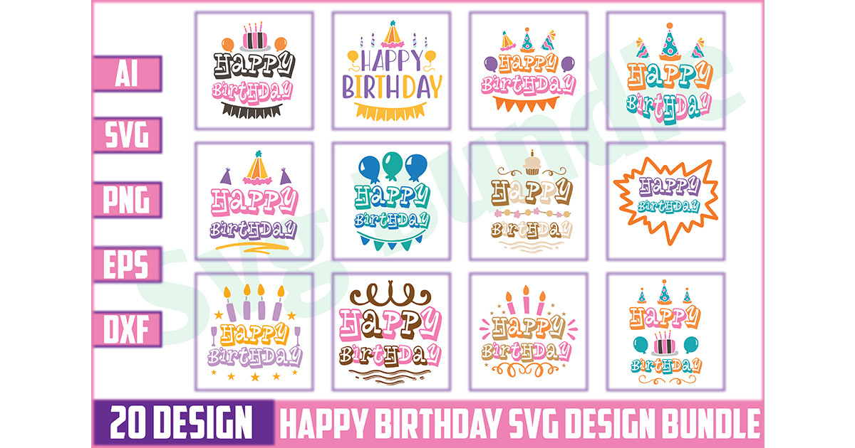 Happy Birthday SVG Design Bundle Bundle · Creative Fabrica