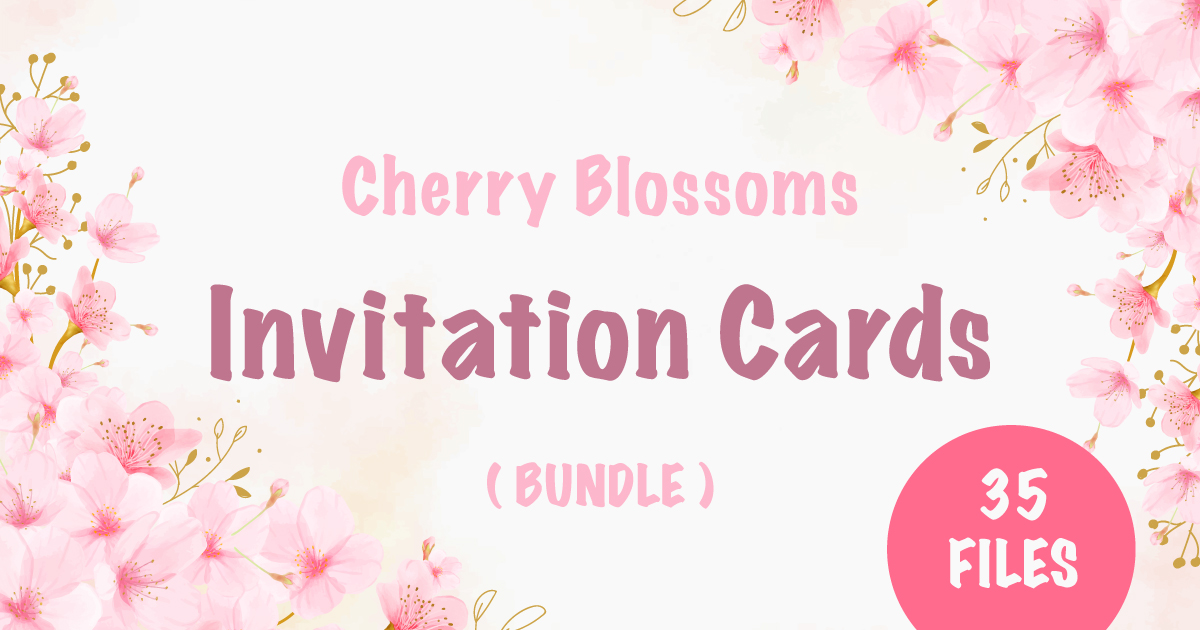 Cherry Blossom Invitations Bundle Bundle · Creative Fabrica