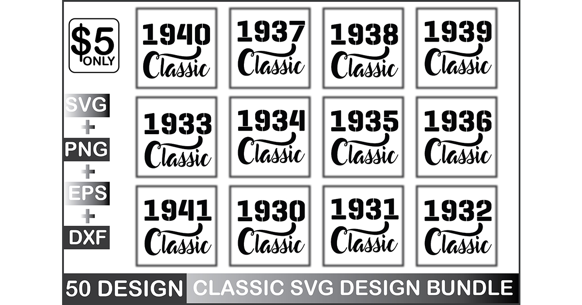 Classic SVG Design Bundle Bundle · Creative Fabrica