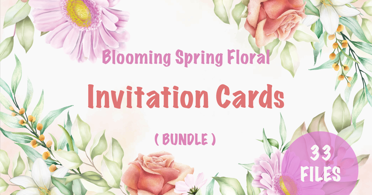 Blooming Spring Floral Invitations Bundle Bundle · Creative Fabrica